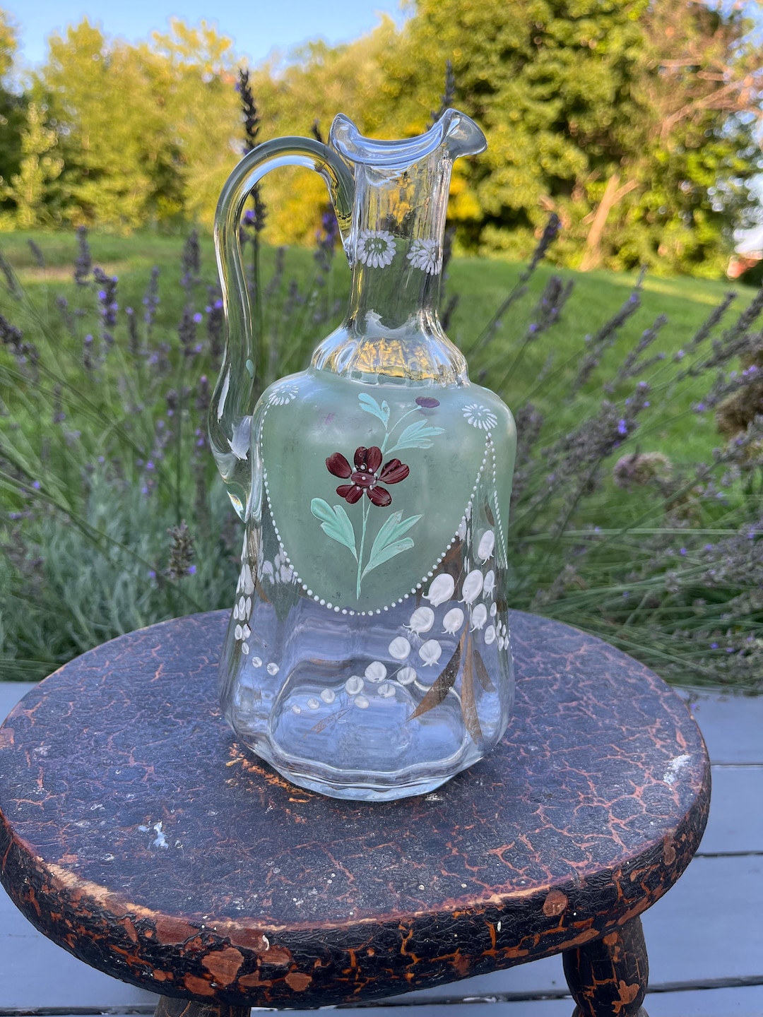 Antique Hand Blown Hand Painted Decanter, Barware, 1800s, Glass ...