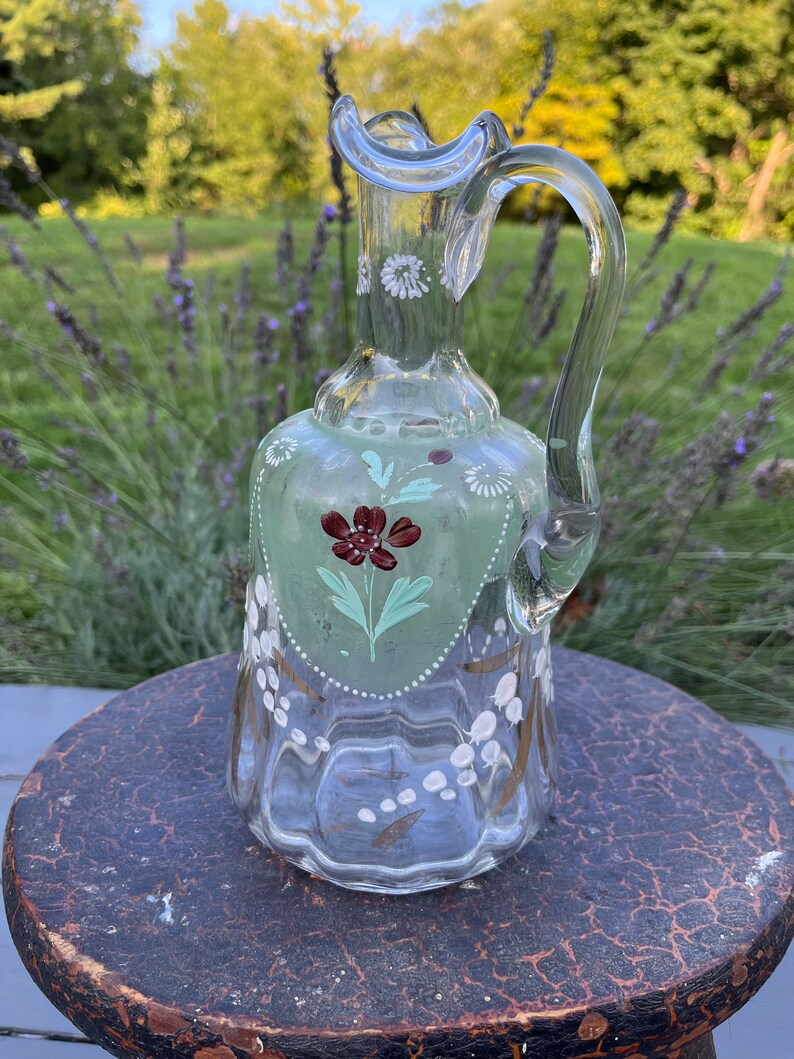 Antique Hand Blown Hand Painted Decanter, Barware, 1800s, Glass ...
