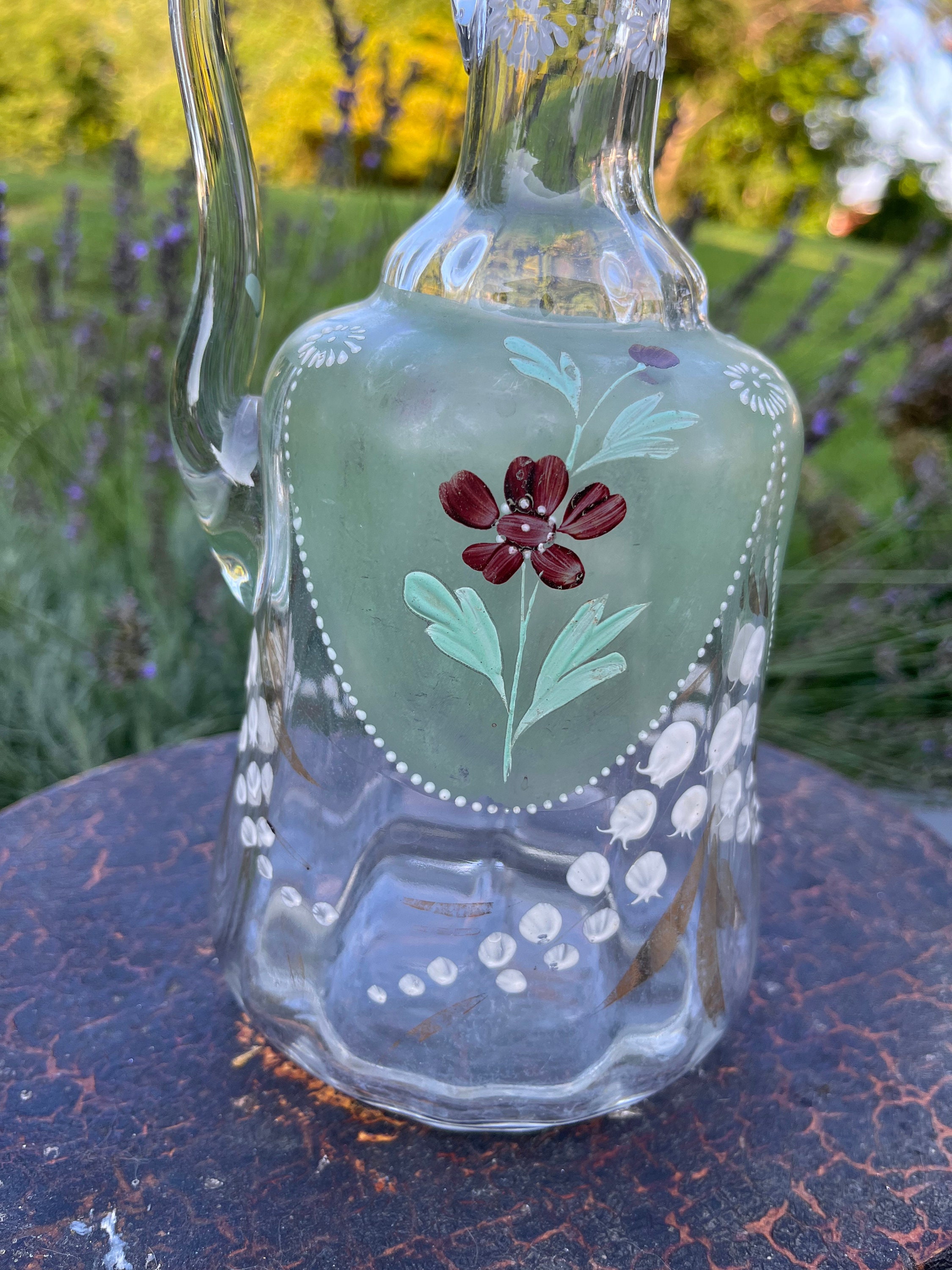Antique Hand Blown Hand Painted Decanter, Barware, 1800s, Glass ...