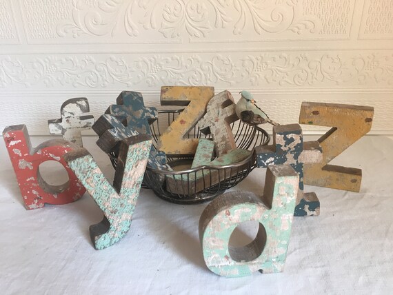 Wood Distressed Letters / Rustic Decor / Chippy Painted | Etsy
