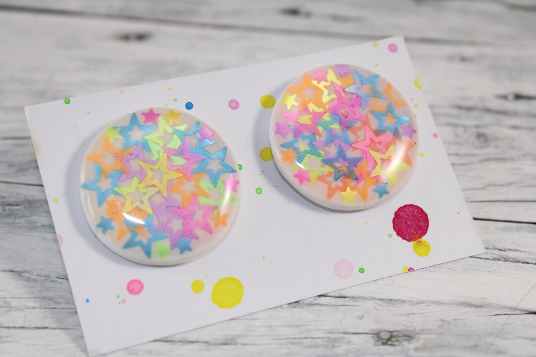 Neon Star Earrings, Neon Star Stud Earrings, Neon Star Studs, Small ...
