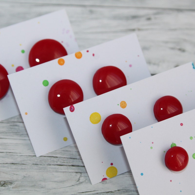 Red Stud Earrings - Etsy