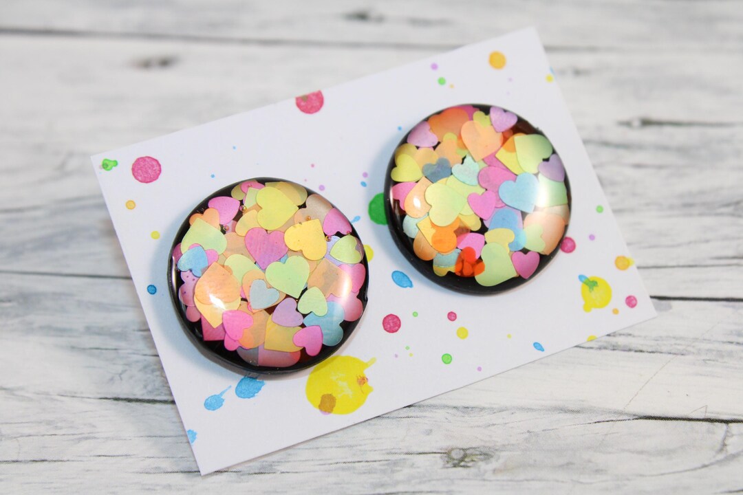 Neon Heart Stud Earrings: Neon Polymer Clay Earstuds, Neon Studs, Neon ...