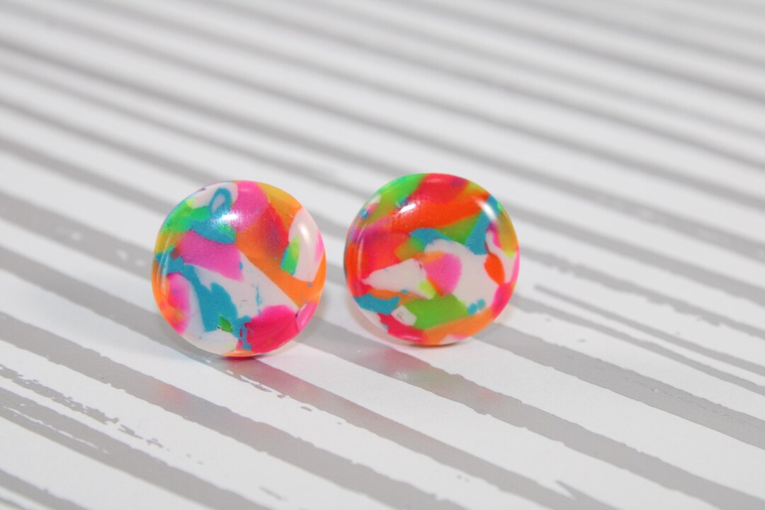 Neon Earrings, Neon Stud Earrings, Neon Studs, Small Neon Earstuds ...