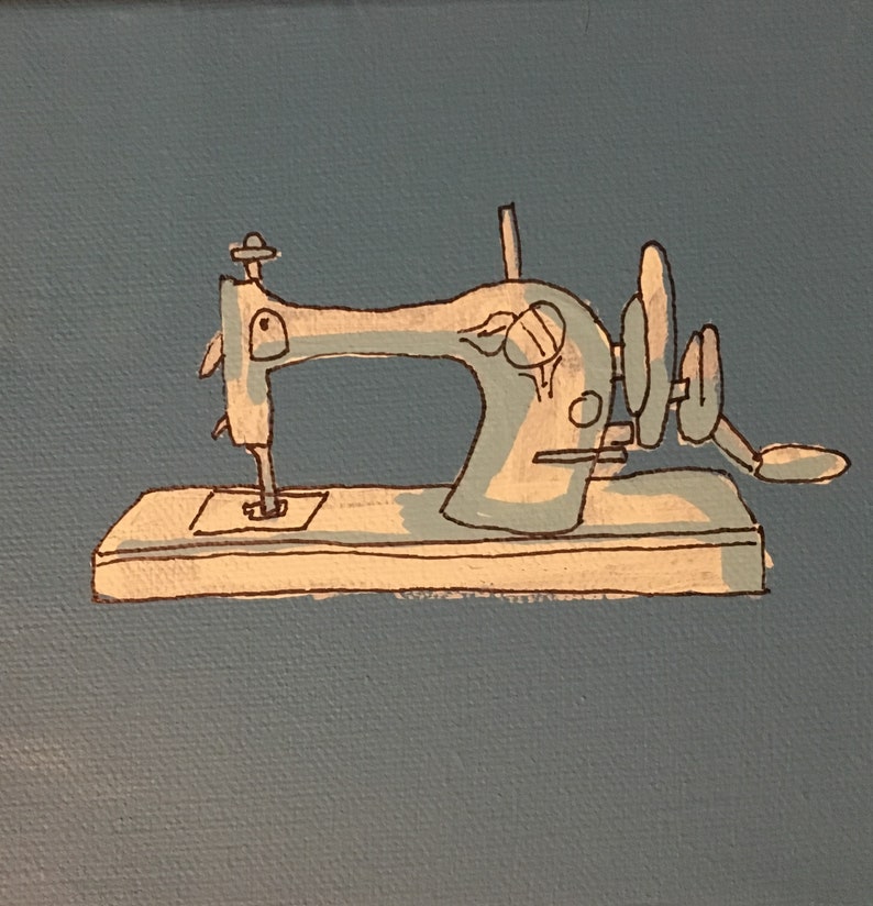Antique Sewing Machine Painting - Etsy