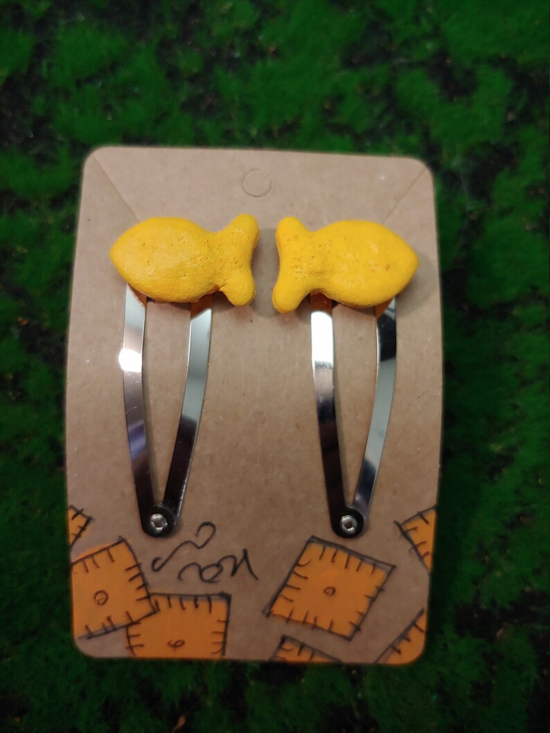 Goldfish Cracker Barrettes Hairclips HANDMADE Crispy and Cheesy - Etsy