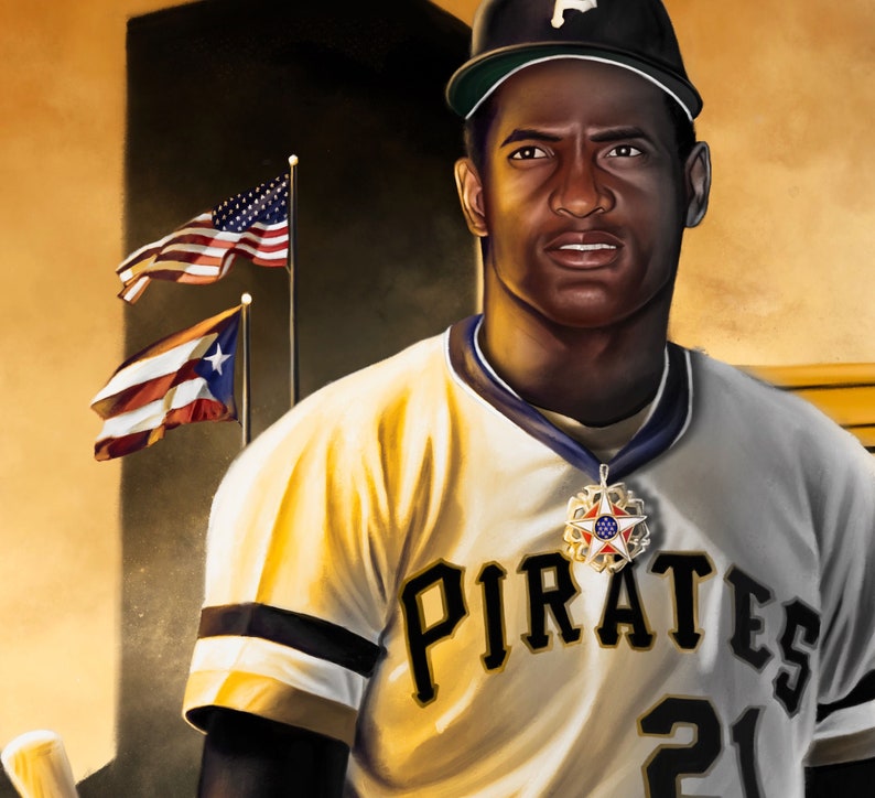 Clemente “the Great One” Artwork, Baseball Wall Art, Boyfriend Gift ...