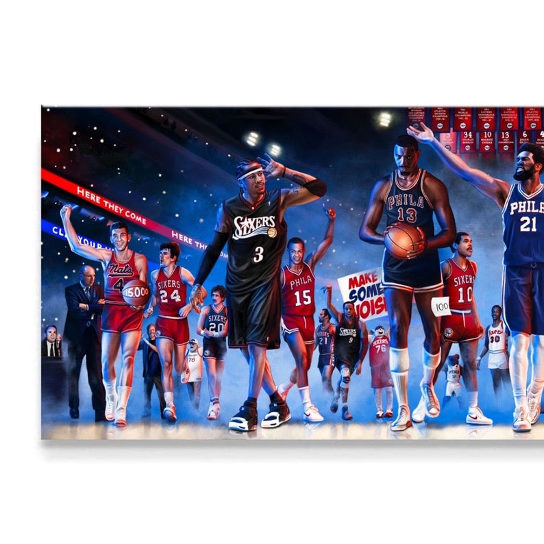 Sixers Legacy "here They Come" Poster, Philadelphia Basketball Team Art ...