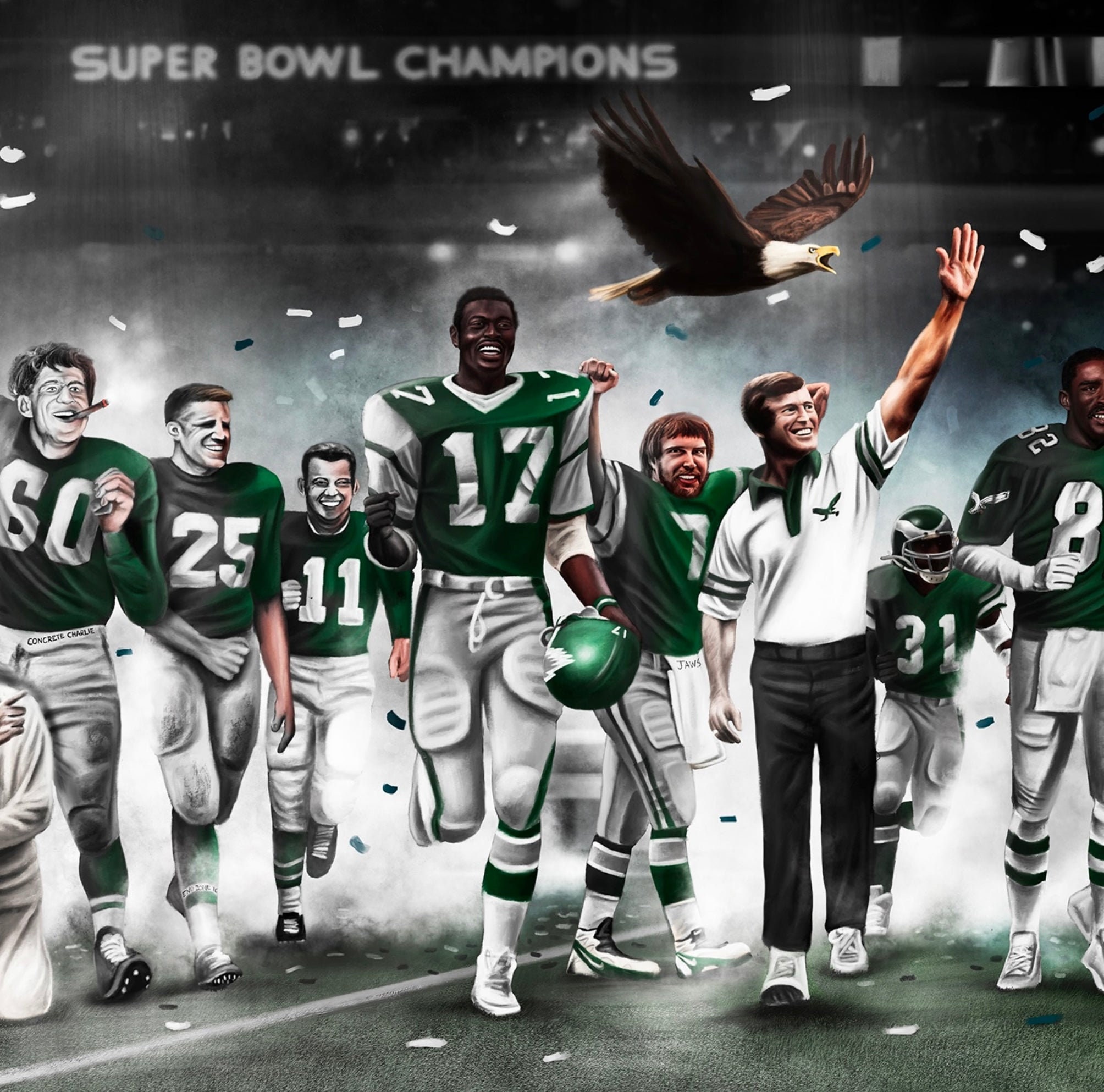 Football Poster Framed Wall Art, Eagles Legacy Football Wall Art ...