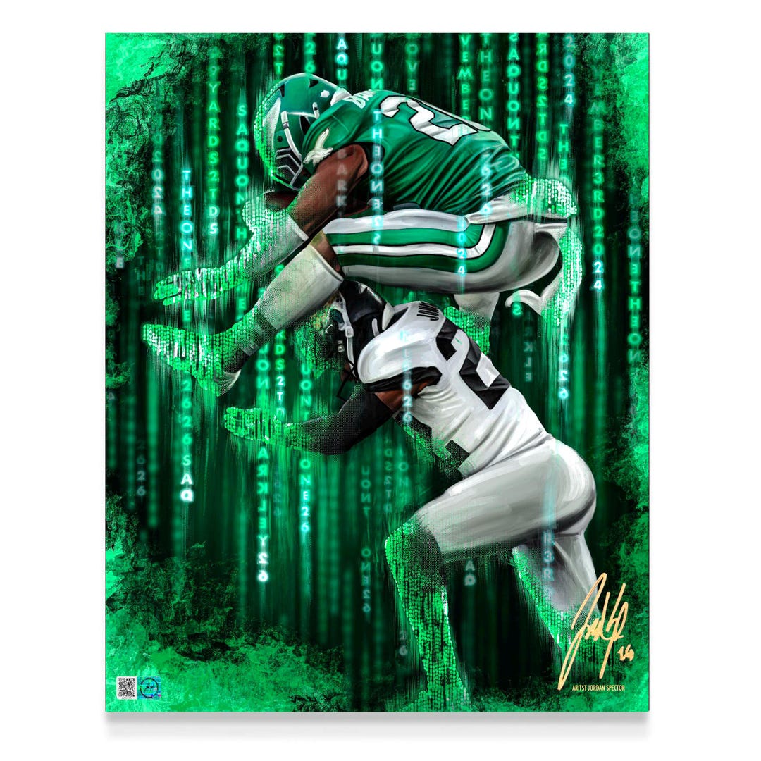 Saquon "the One" Backwards Hurdle, Philadelphia Sports Artwork ...