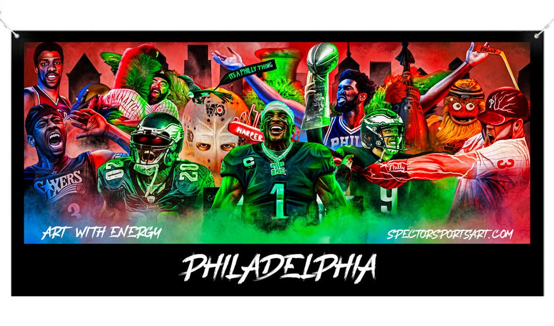Philly Sports "art With Energy" Banner, Philadelphia Top Players Wall ...