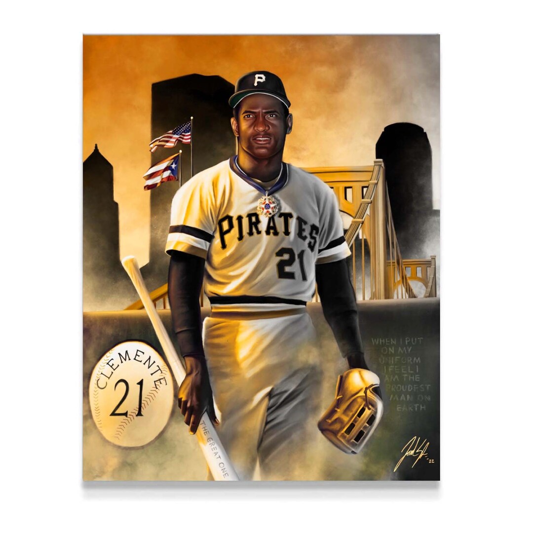 Clemente “the Great One” Artwork, Baseball Wall Art, Boyfriend Gift ...