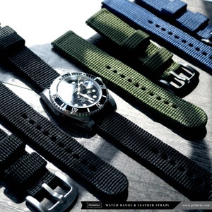 Triple Layer 2-piece Nylon Military Thick Heavy Duty Watch Straps Sport ...