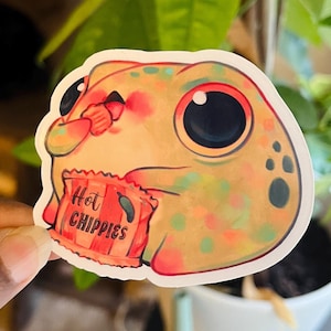 Hot Chips Frog Sticker | Vinyl Water Resistant Sticker | Cute Sticker ...