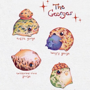 George Frogs Art Print | Original Wall Art | Cute Frog Art | Rain Frogs ...