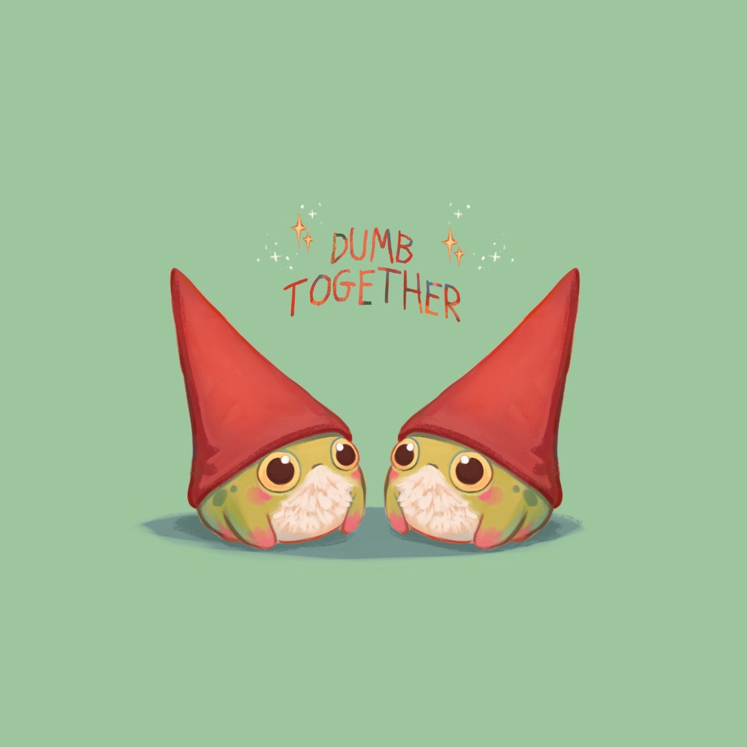 Dumb Together Frogs | Art Print | Original Wall Hanging | Cottagecore Frog Art | Cute Gift | - Etsy