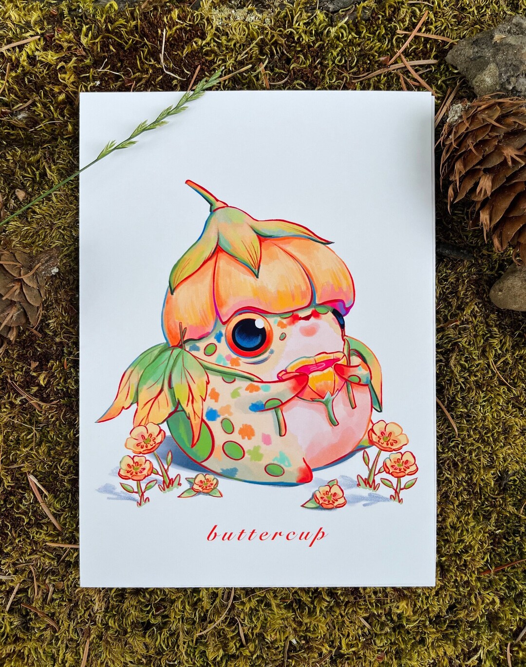 Buttercup Frog Art Print | Original Wall Art | Cute Frog Art ...