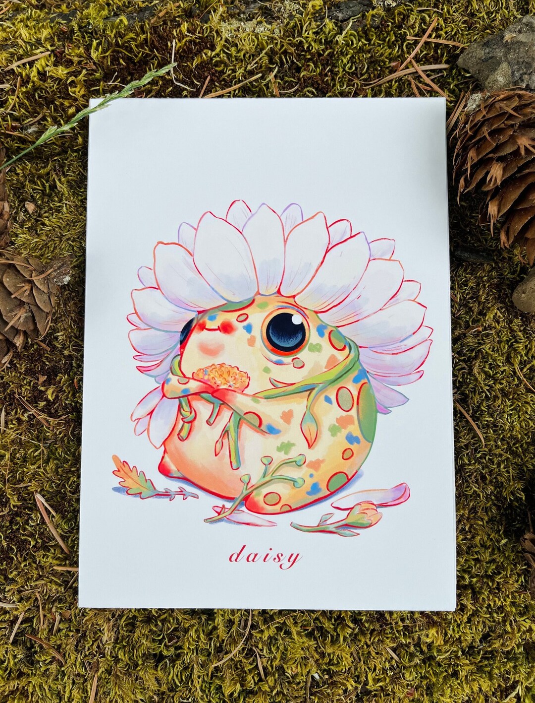 Daisy Frog Art Print | Original Wall Hanging | Cute Frog Art | Daisy ...