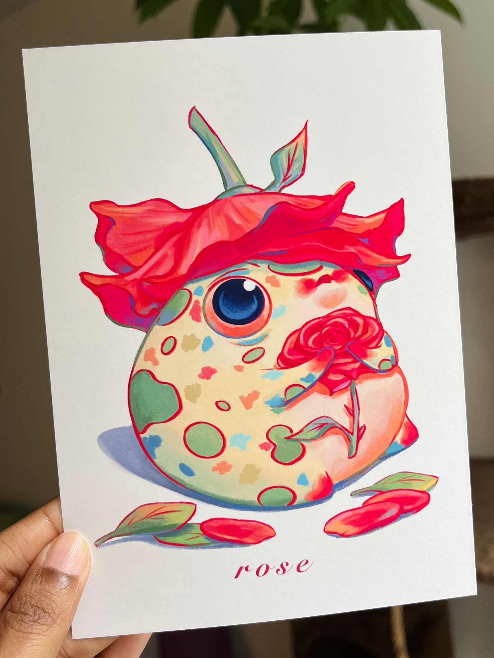 Rose Frog Art Print | Original Wall Hanging | Cute Frog Art | Whimsical ...
