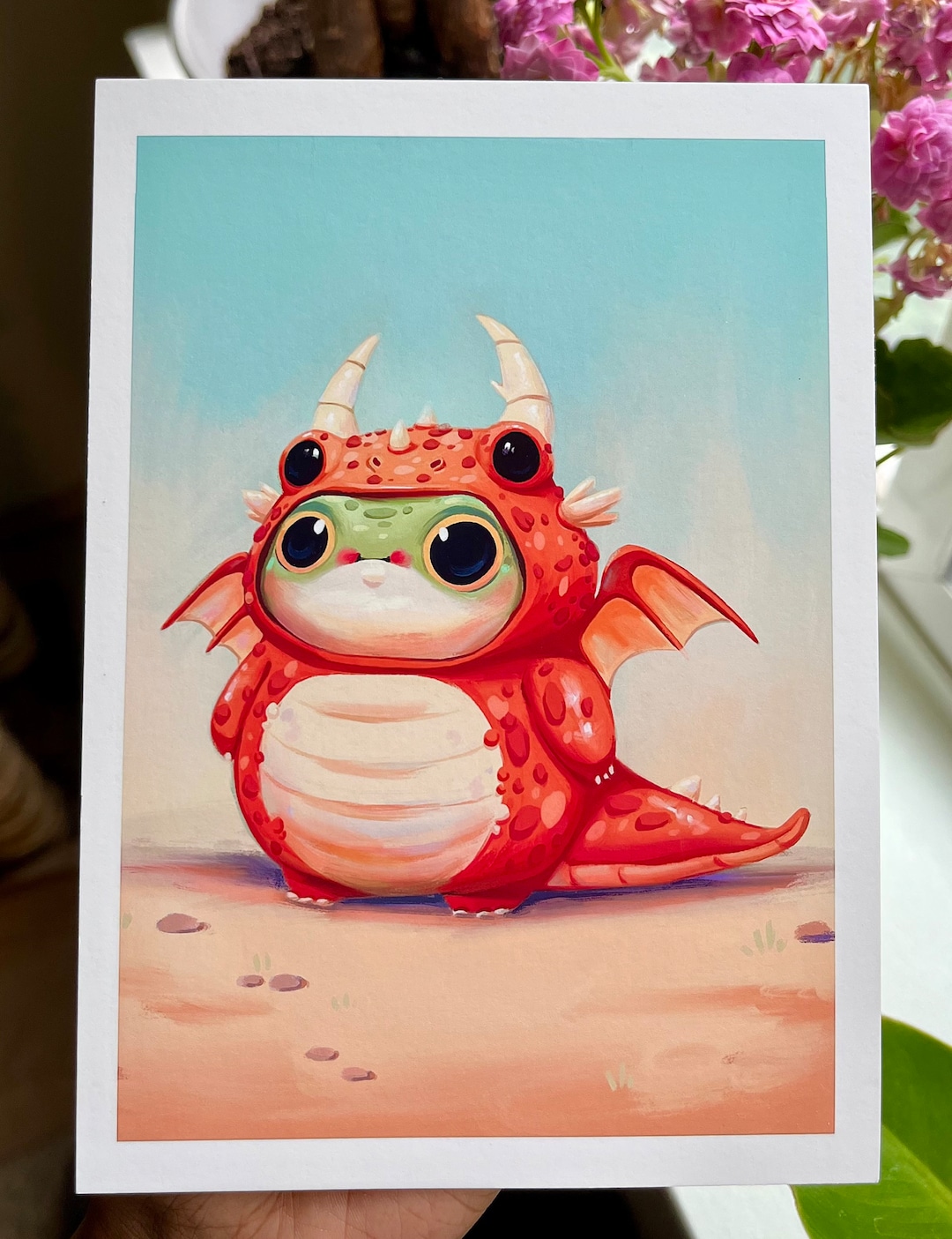 Dragon Frog | Art Print | Original Wall Hanging | Cottagecore Frog Art ...