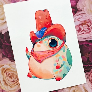 Deputy Blueberry Frog | Art Print | Original Wall Hanging | Cottagecore ...