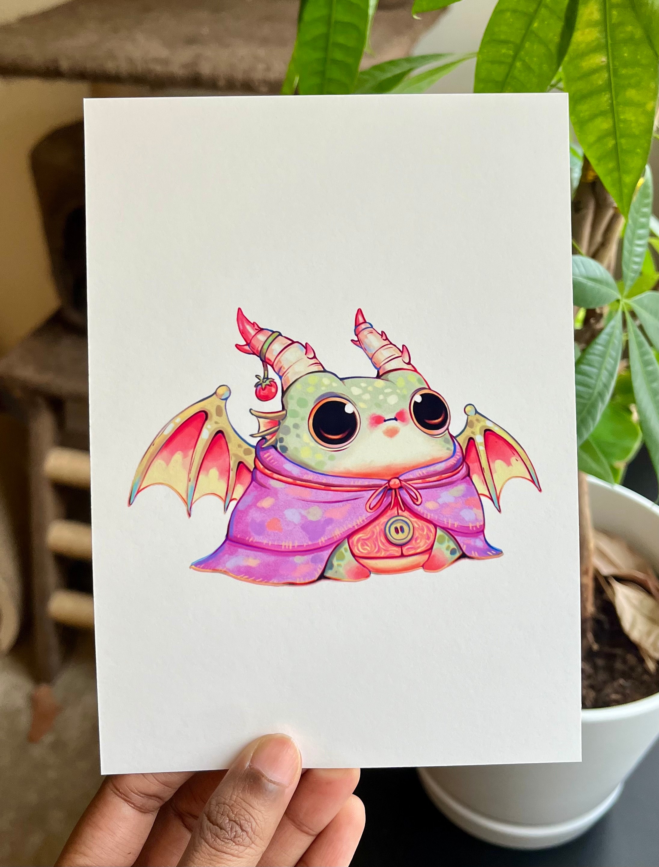 Angel/devil Dragon Frog Art Print | Original Wall Hanging | Cottagecore ...
