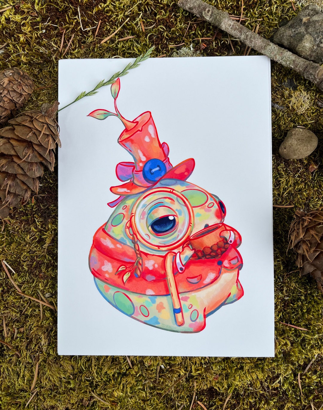 Fancy Frog Art Print | Original Wall Hanging | Cottage Core Design ...