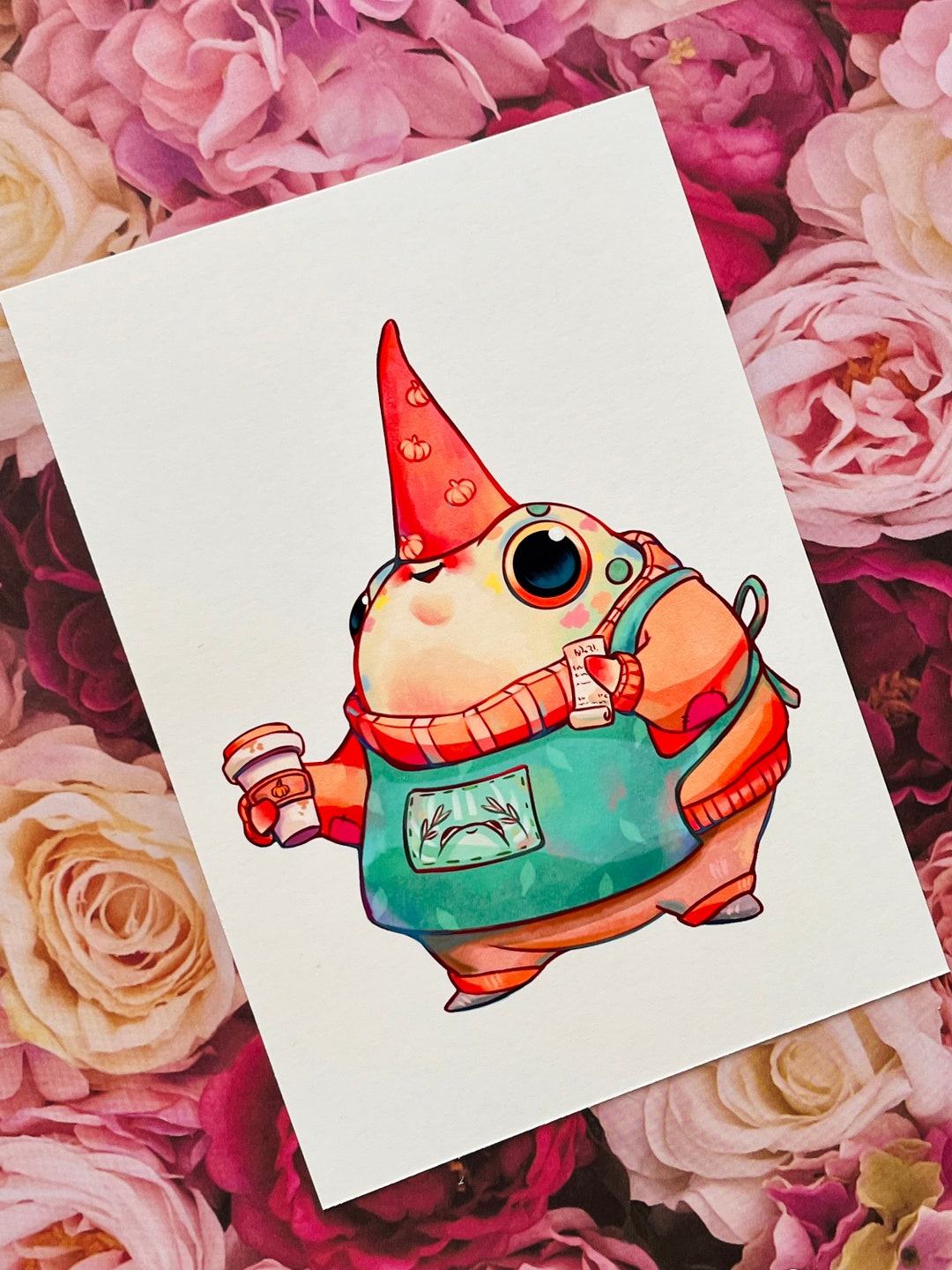 Barista Frog | Art Print | Original Wall Hanging | Cottagecore Frog Art ...