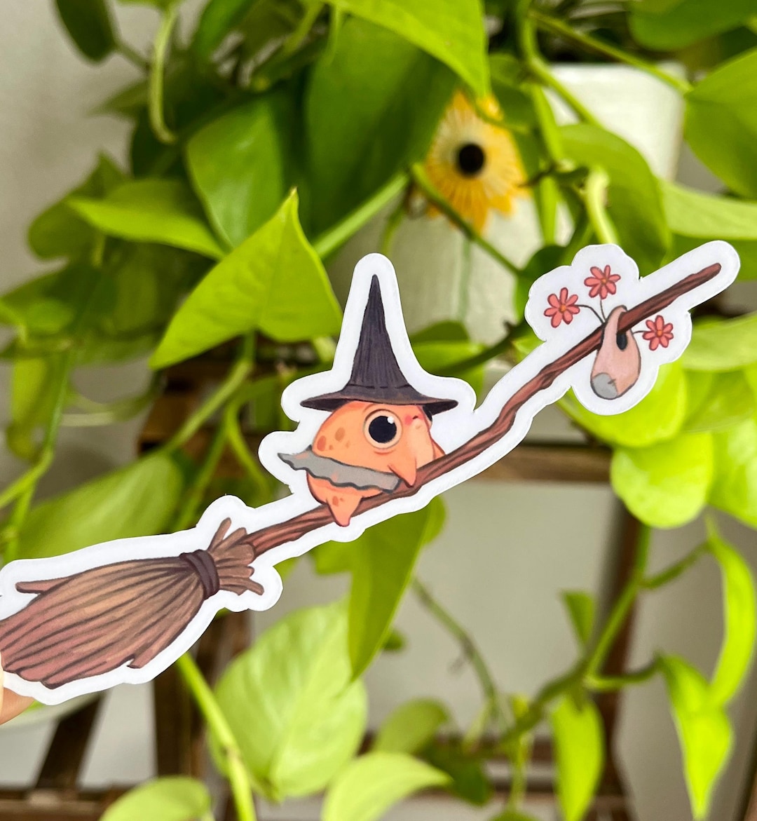 Broom Witch Sticker | Vinyl Water Resistant Sticker | Cute Sticker ...