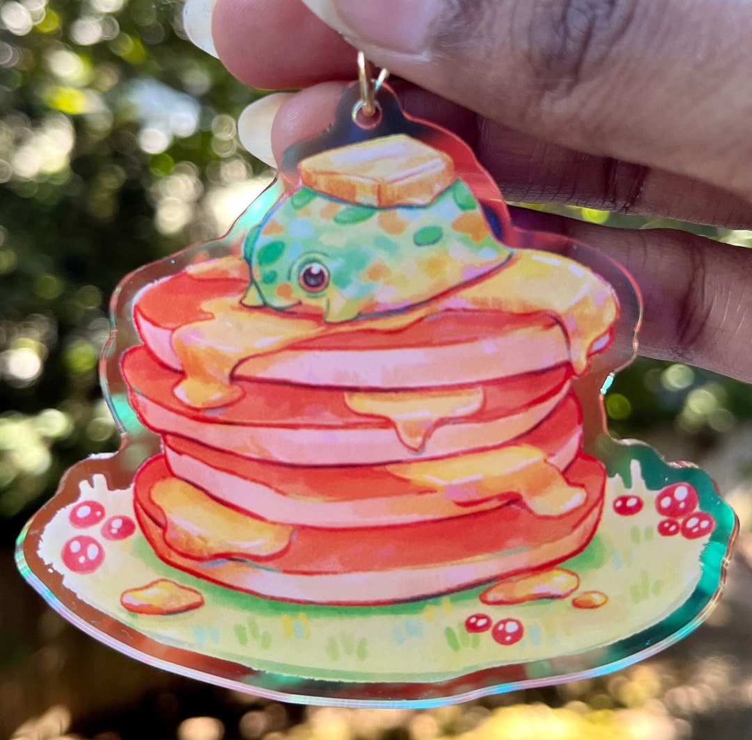 Pancake Frog Keychain 3in Acrylic Keychain With Gold Colored Clasp Frog ...