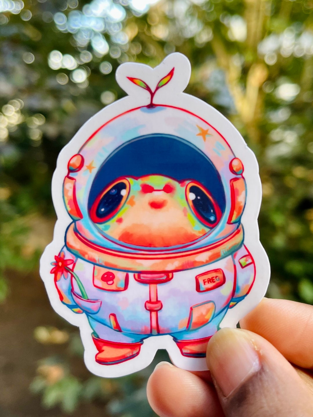 Astronaut Frog Sticker | Vinyl Water Resistant Sticker | Cute Sticker ...
