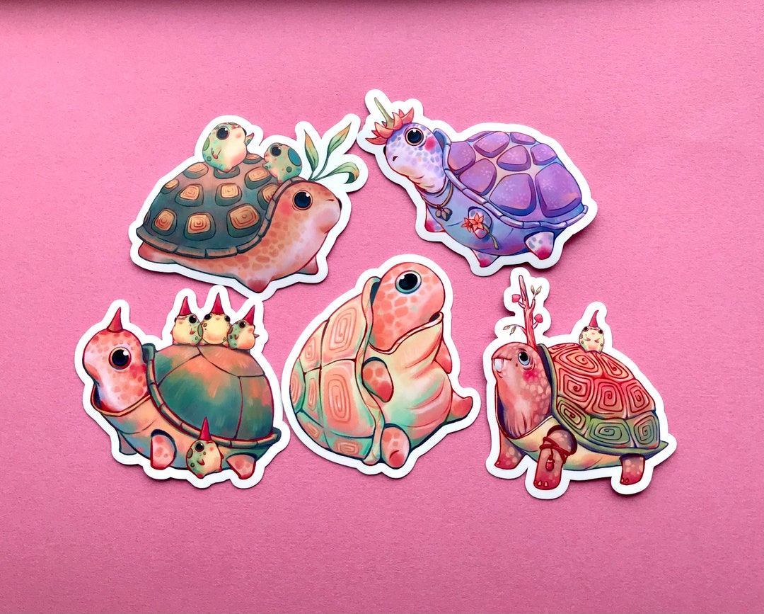 Tortoise Sticker Set | Vinyl Waterproof Sticker | Cute Tortoise Sticker ...