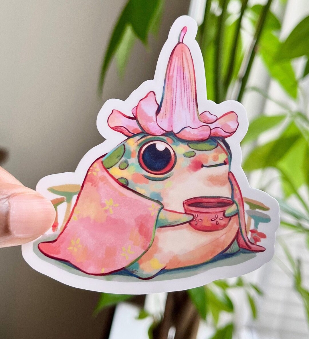 Cozy Frog Sticker | Vinyl Waterproof Sticker | Cute Frog Sticker ...