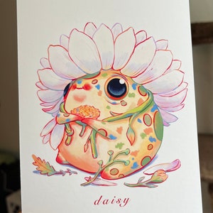 Daisy Frog Art Print | Original Wall Hanging | Cute Frog Art | Daisy ...