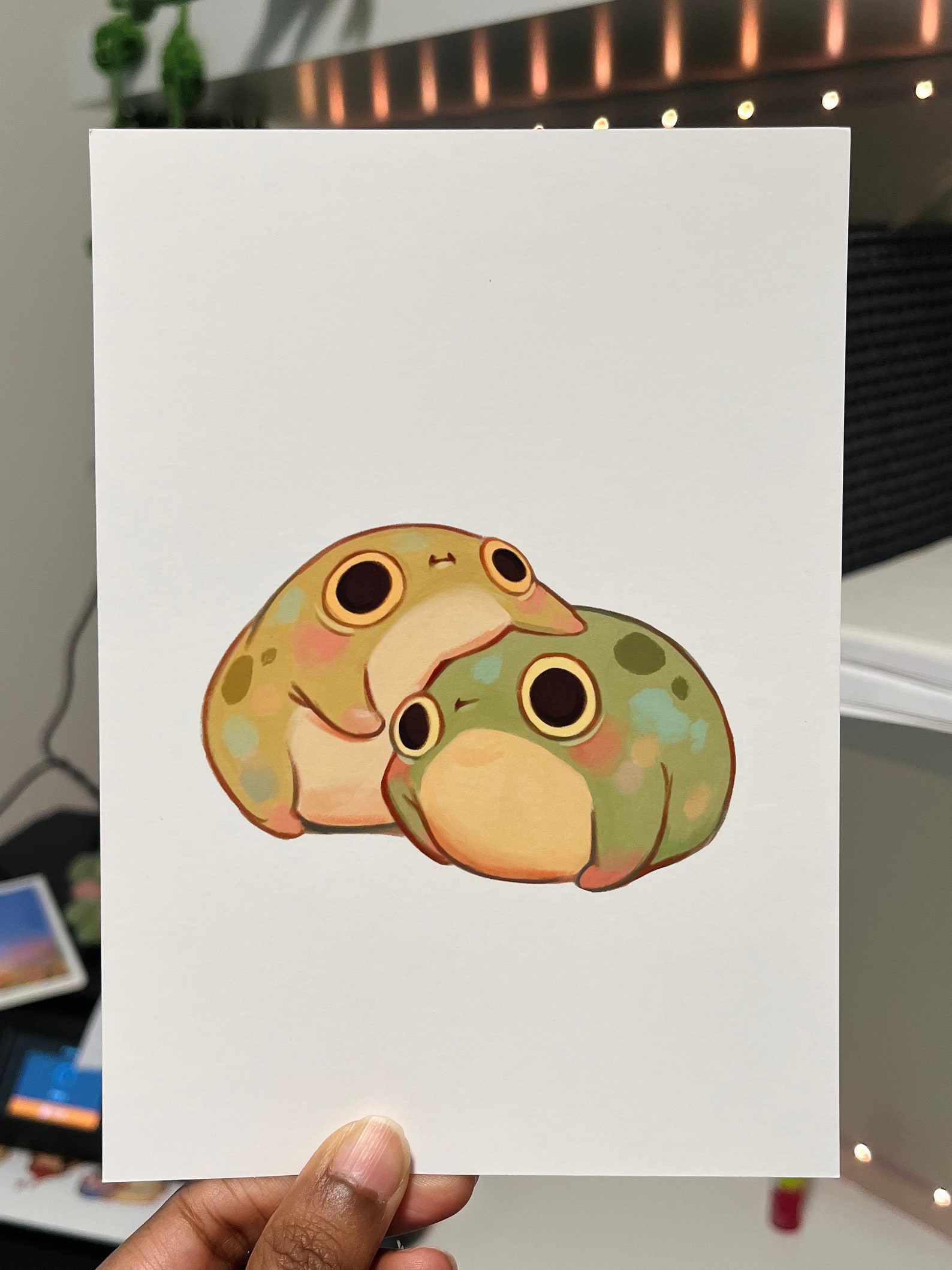 Green Frog Lumps | Art Print | Original Wall Hanging | Cottagecore Frog ...