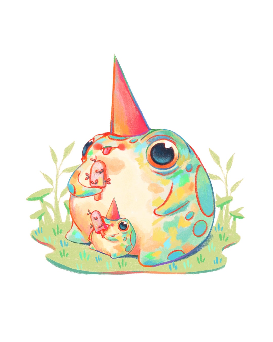 Flies Cream Frog Art Print | Original Wall Hanging | Cute Frog Art ...