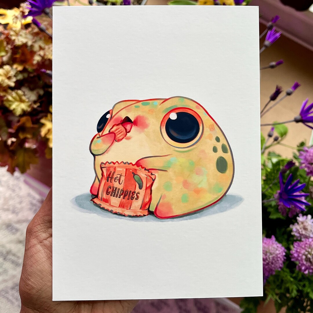 Hot Chips Frog Art Print | Original Wall Hanging | Cottage Core Design ...