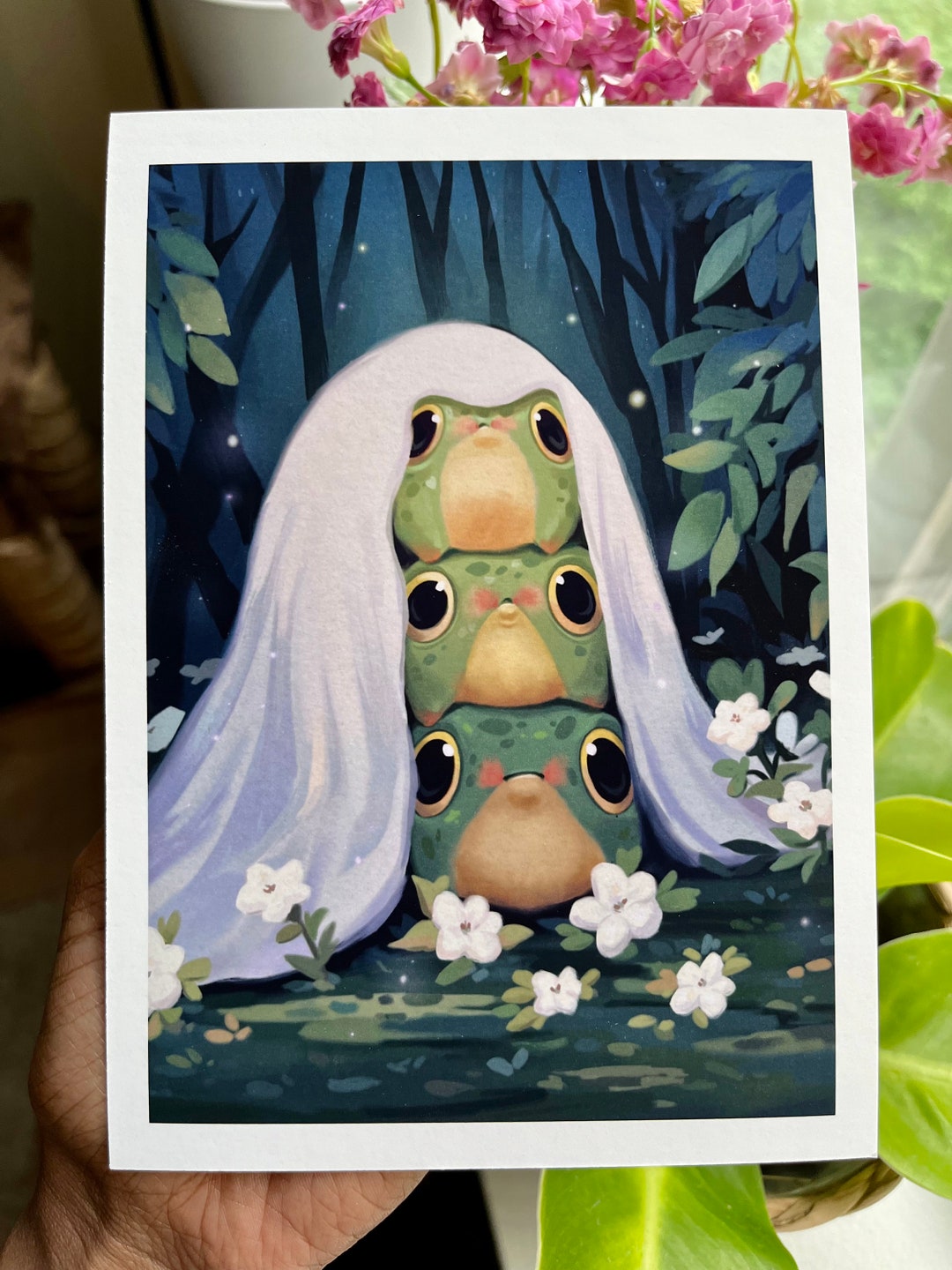 Frog Ghosts Art Print | Original Wall Hanging | Cottagecore Frog Art ...