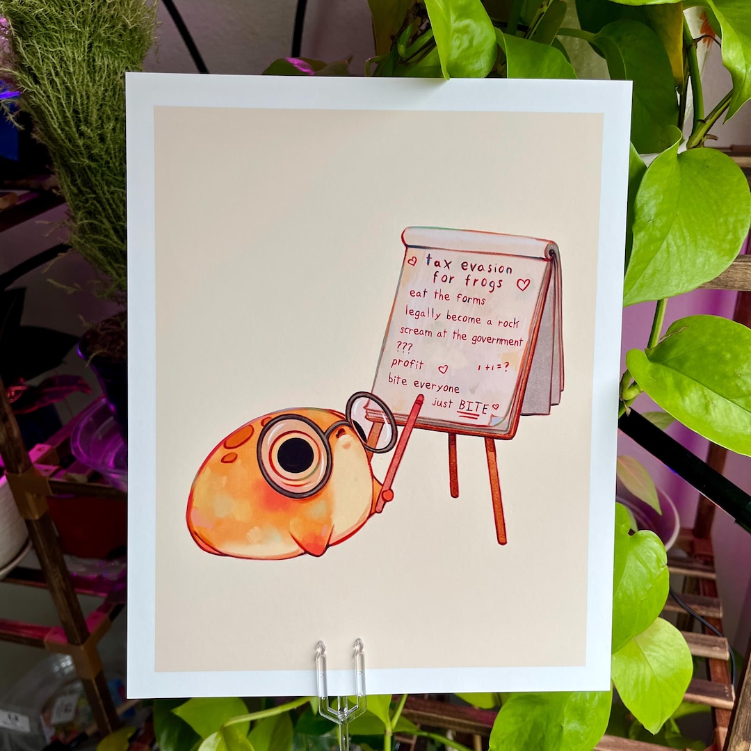 Tax Frog Print | Art Print | Original Wall Hanging | Cottagecore Frog ...