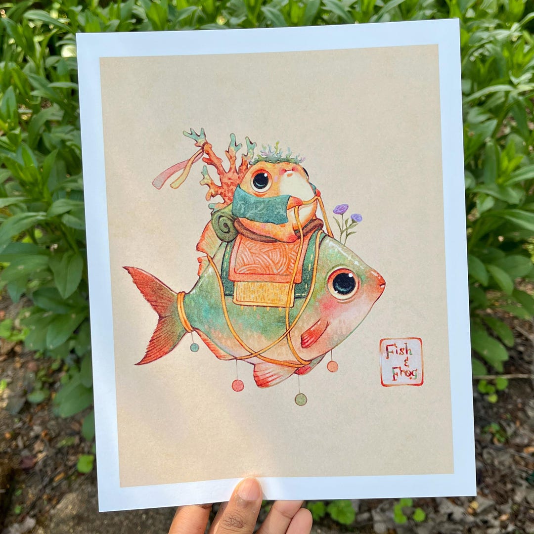 Fish and Frog (tiger Barb) | Art Print | Original Wall Hanging ...