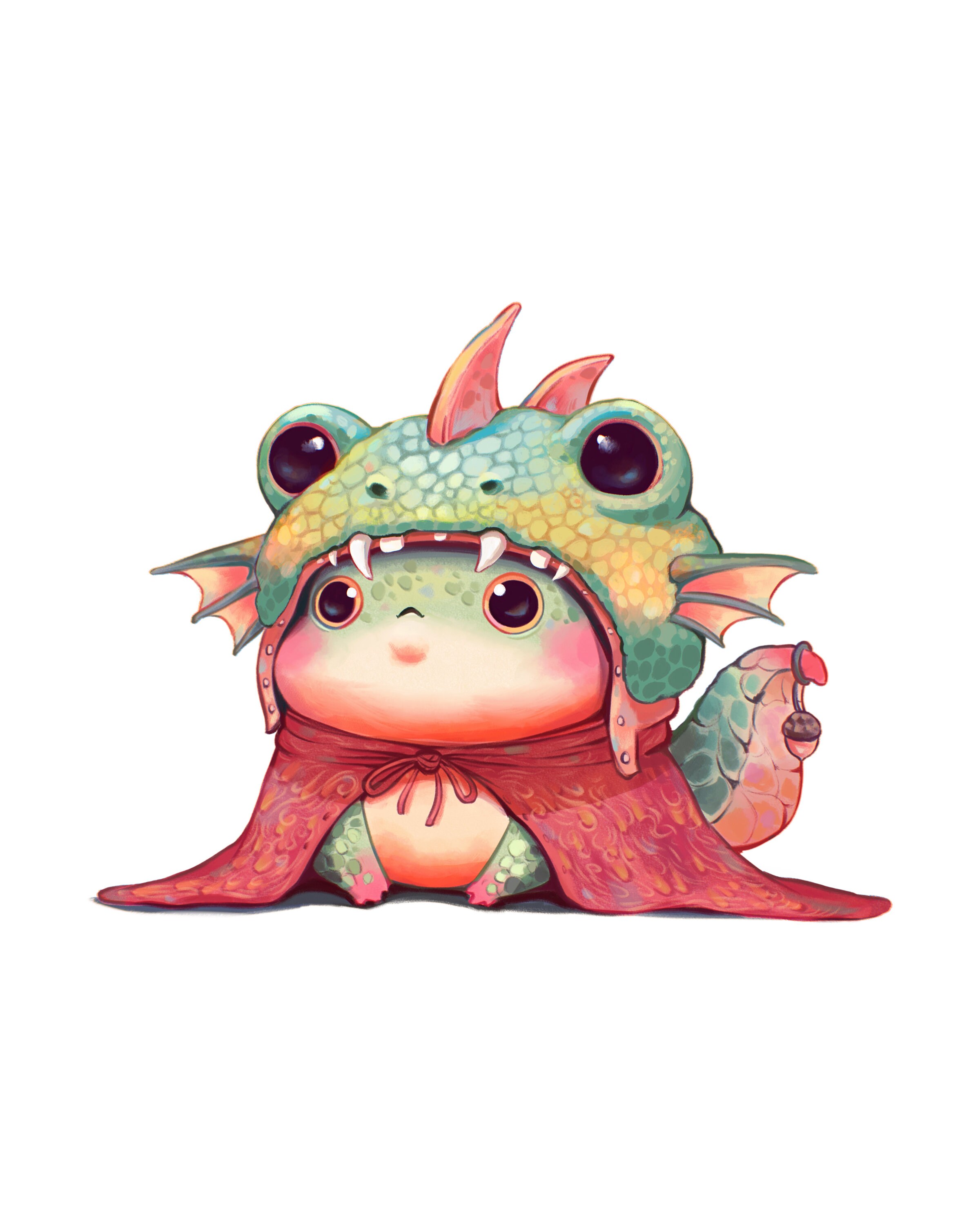 Dragon Costume Frog | Art Print | Original Wall Hanging | Cottagecore ...