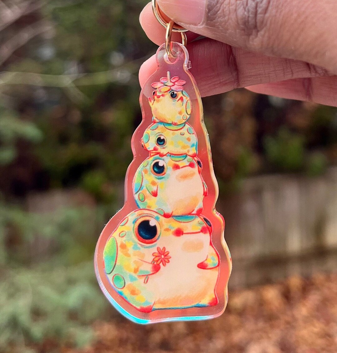 Frog Stack Keychain | 2.5in Acrylic Keychain With Gold Colored Clasp ...