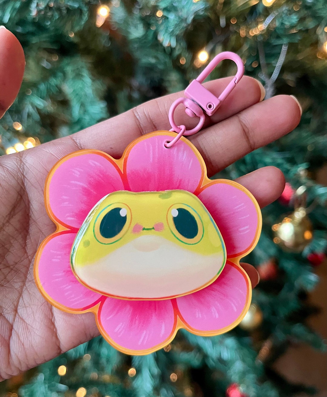 Flower Frog Spinner Keychain 3in Acrylic Keychain With Clasp Flower ...