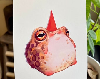 Ornamental Cabbage Frog Art Print Original Wall Hanging Cottagecore ...