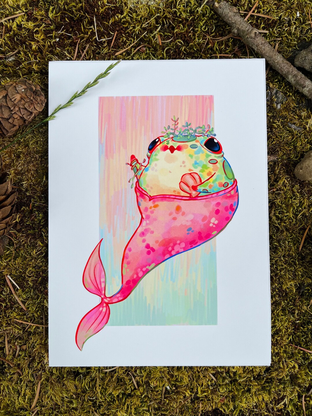 Mermaid Frog Art Print | Original Wall Art | Mermay Print | Cute Frog ...