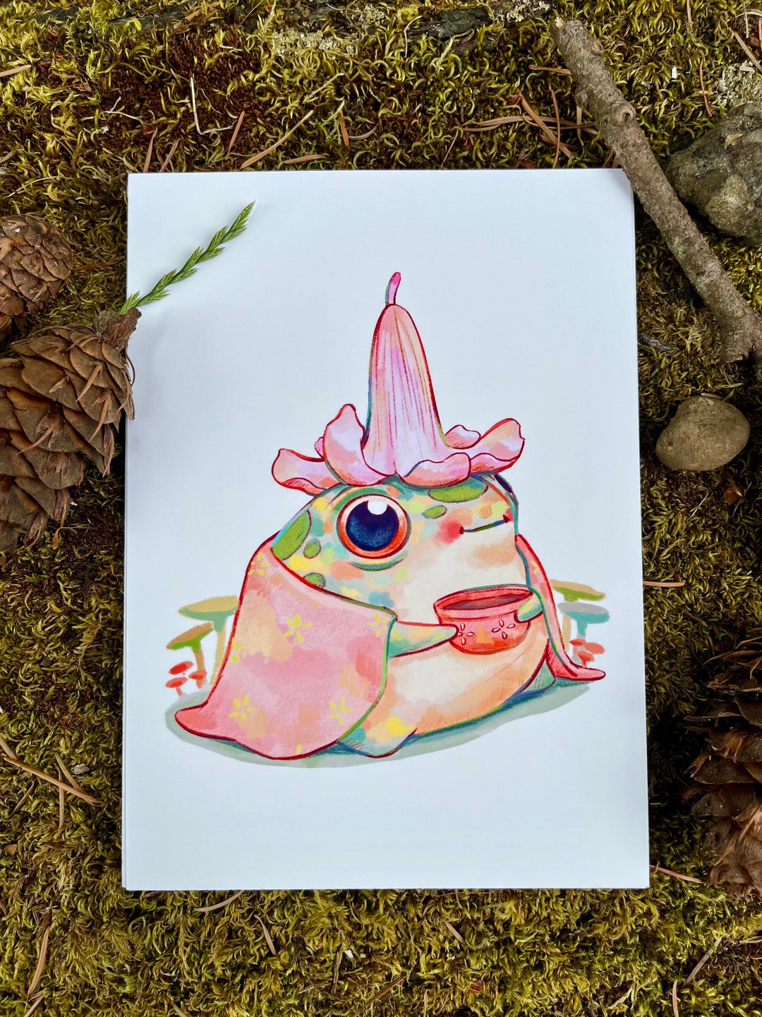 Cozy Frog Art Print | Original Wall Hanging | Cute Frog Art | Cozy ...
