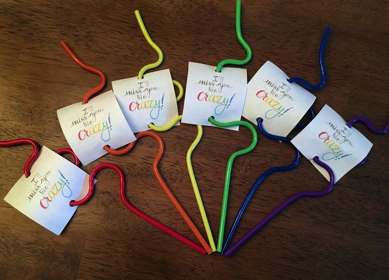 Crazy Straw Printable, "i'll Miss You Like Crazy!" - Etsy