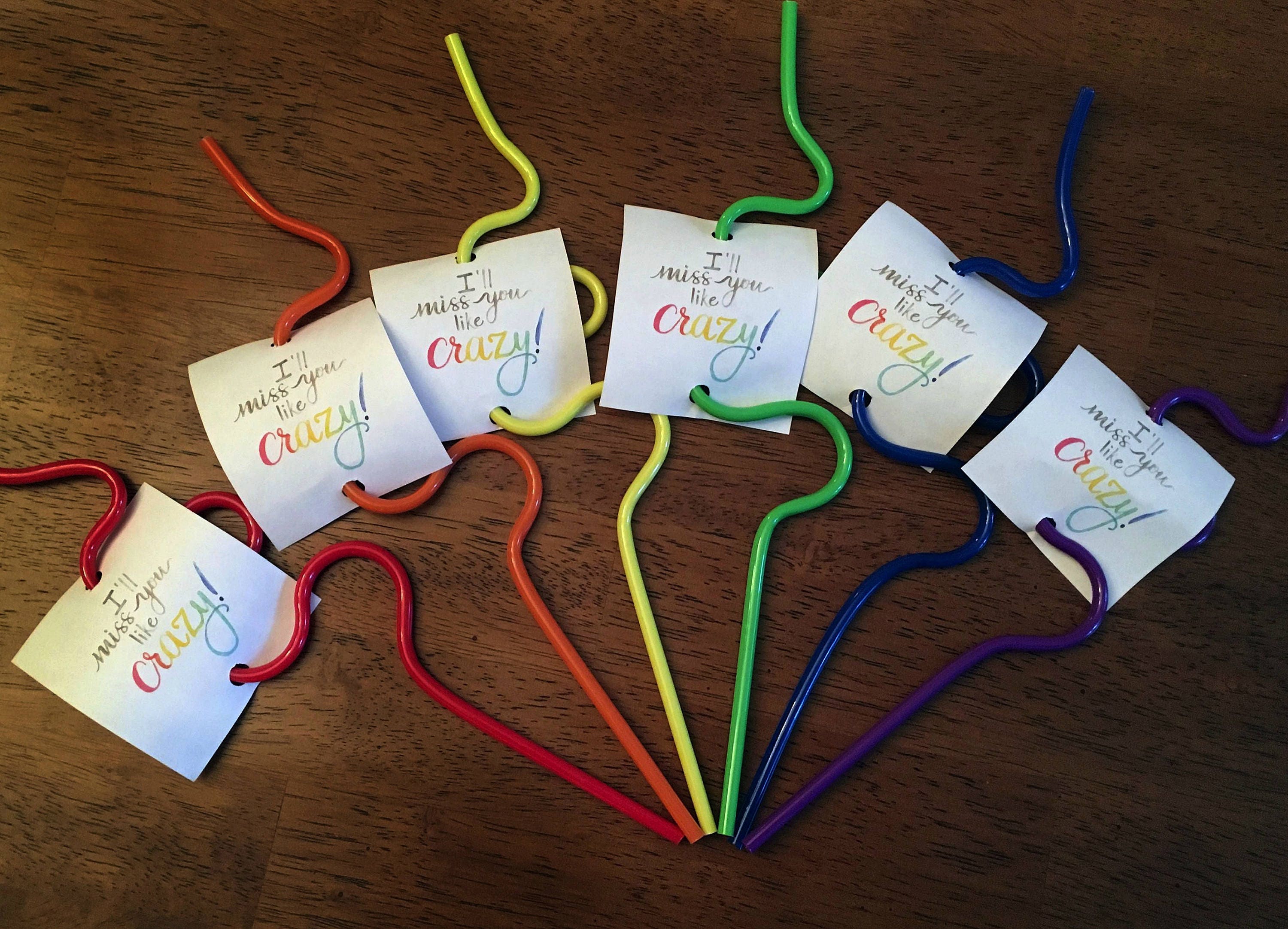Crazy Straw Printable, "i'll Miss You Like Crazy!" - Etsy