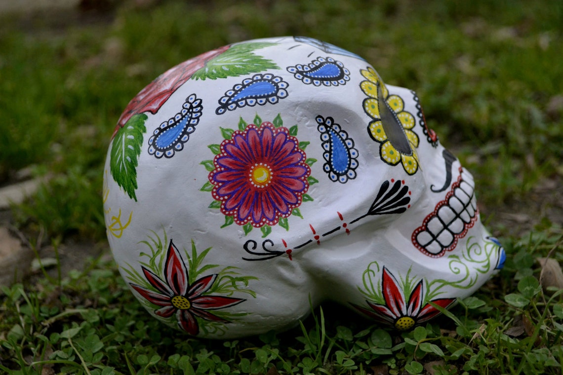 Sugar Skull Dia De Los Muertos Day of the Dead Handmade | Etsy