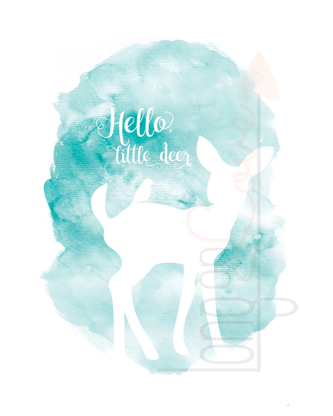 Hello, Little Deer Nursery Printable Artwork With Watercolor Effect on ...